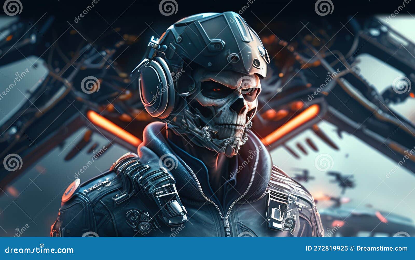 Superhero Skull Pilot, Digital Art Illustration, Generative AI Stock ...