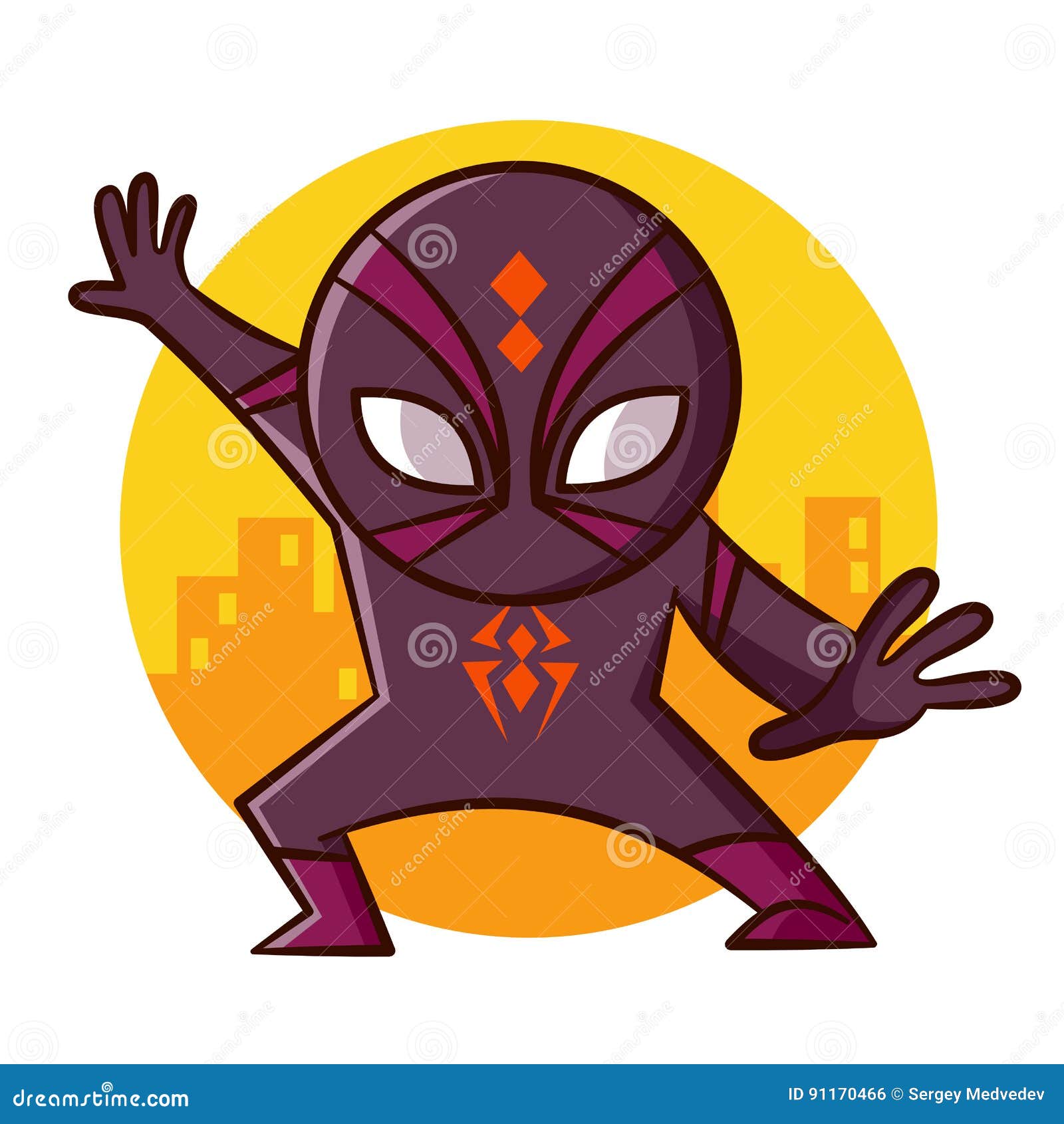 Superhero Spider Sticker stock vector. Illustration of cartoon - 91170466