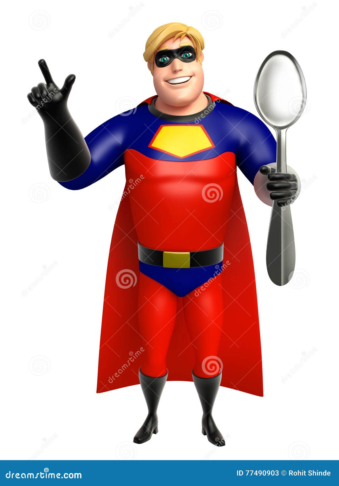 Superhero with Spoon stock illustration. Illustration of healthy - 77490903