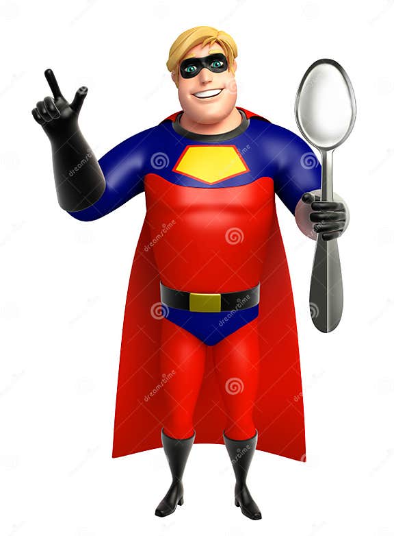 Superhero with Spoon stock illustration. Illustration of healthy - 77490903