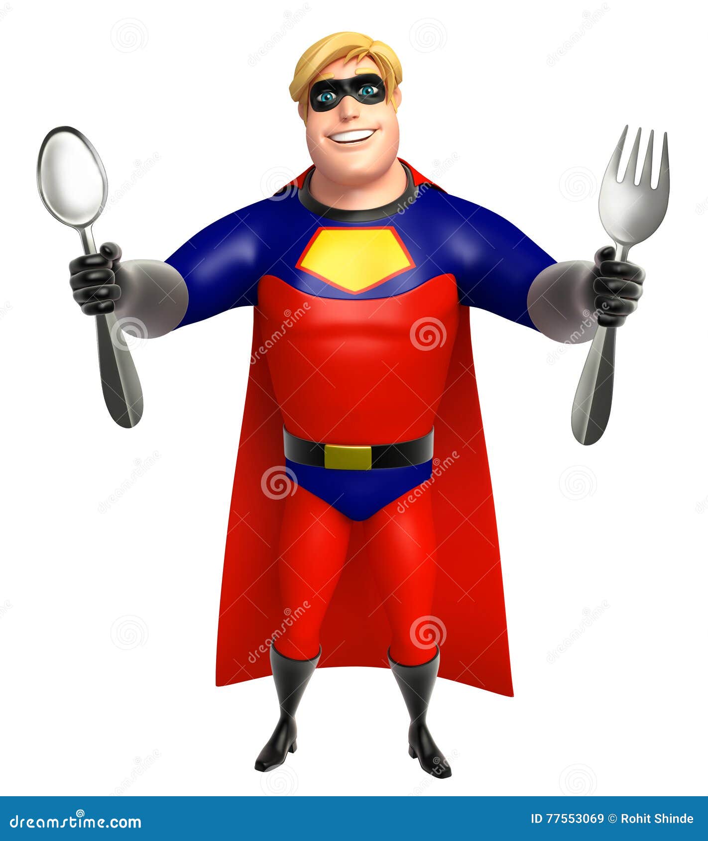 Superhero with Spoons stock illustration. Illustration of fiction ...