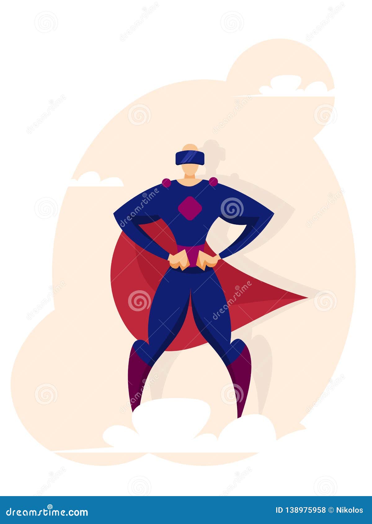 Superhero Standing in a Raincoat Fluttering in the Wind Stock Vector ...