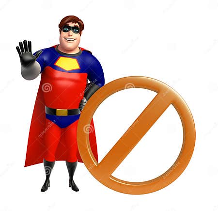 Superhero with Stop sign stock illustration. Illustration of amazing ...