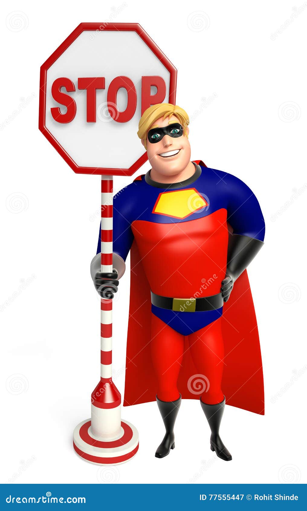 Superhero with Stop sign stock illustration. Illustration of protection ...