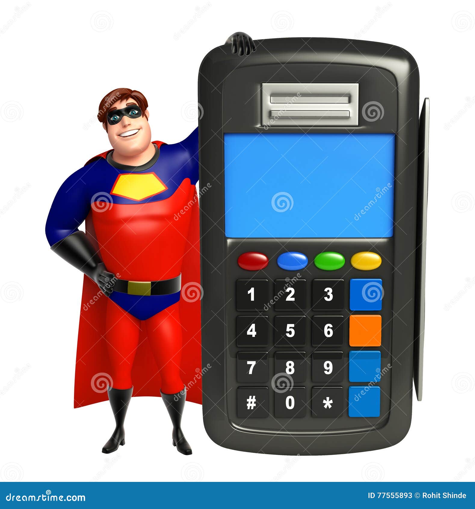 Superhero with Swap Machine Stock Illustration - Illustration of male ...