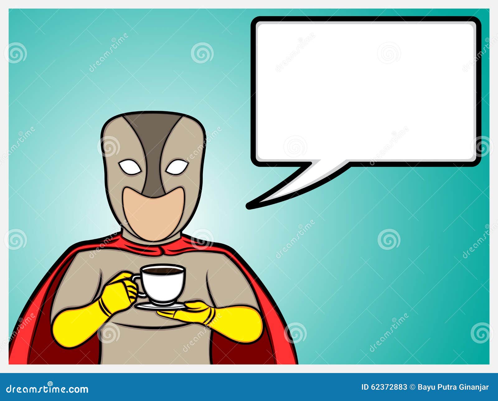 Superhero Talking and Holding a Coffee Cup Stock Vector - Illustration ...