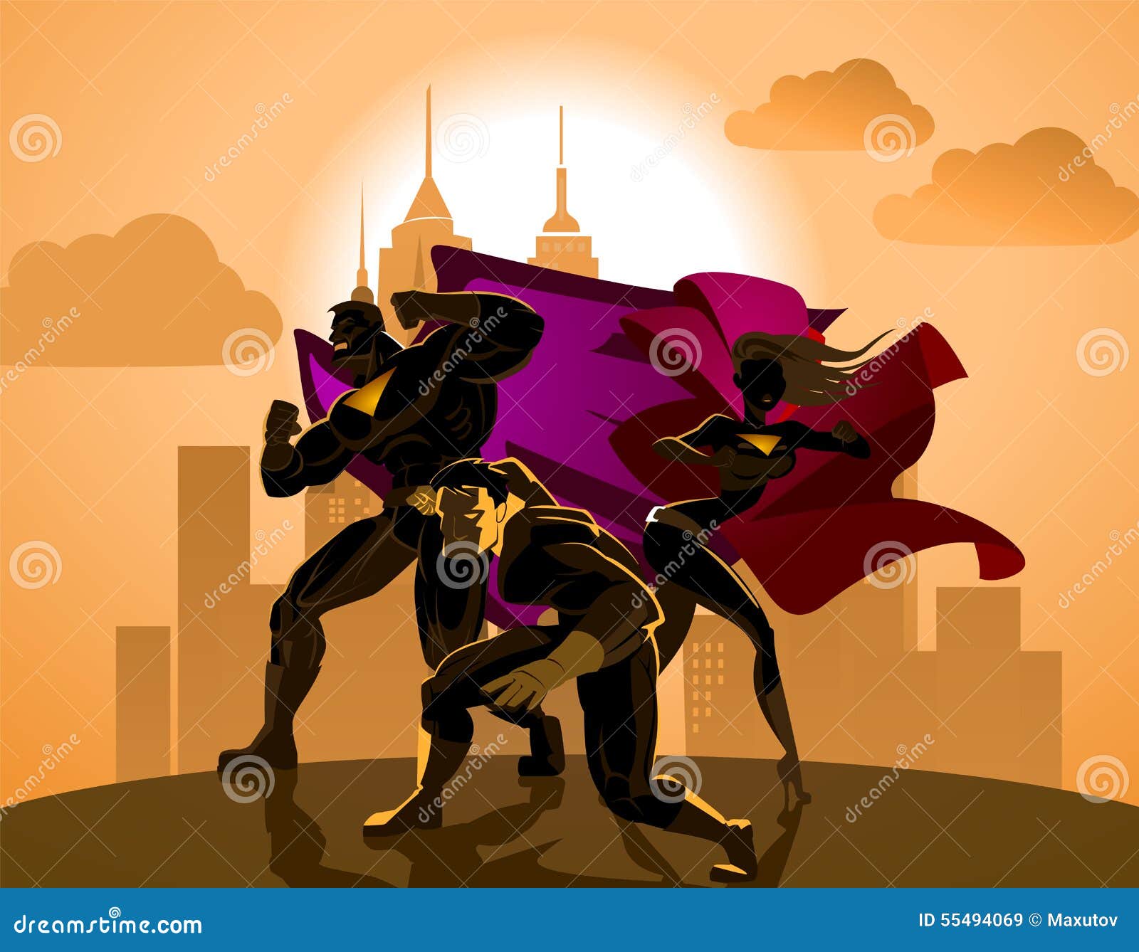 Superhero Team. Team of Superheroes. Stock Vector - Illustration of ...