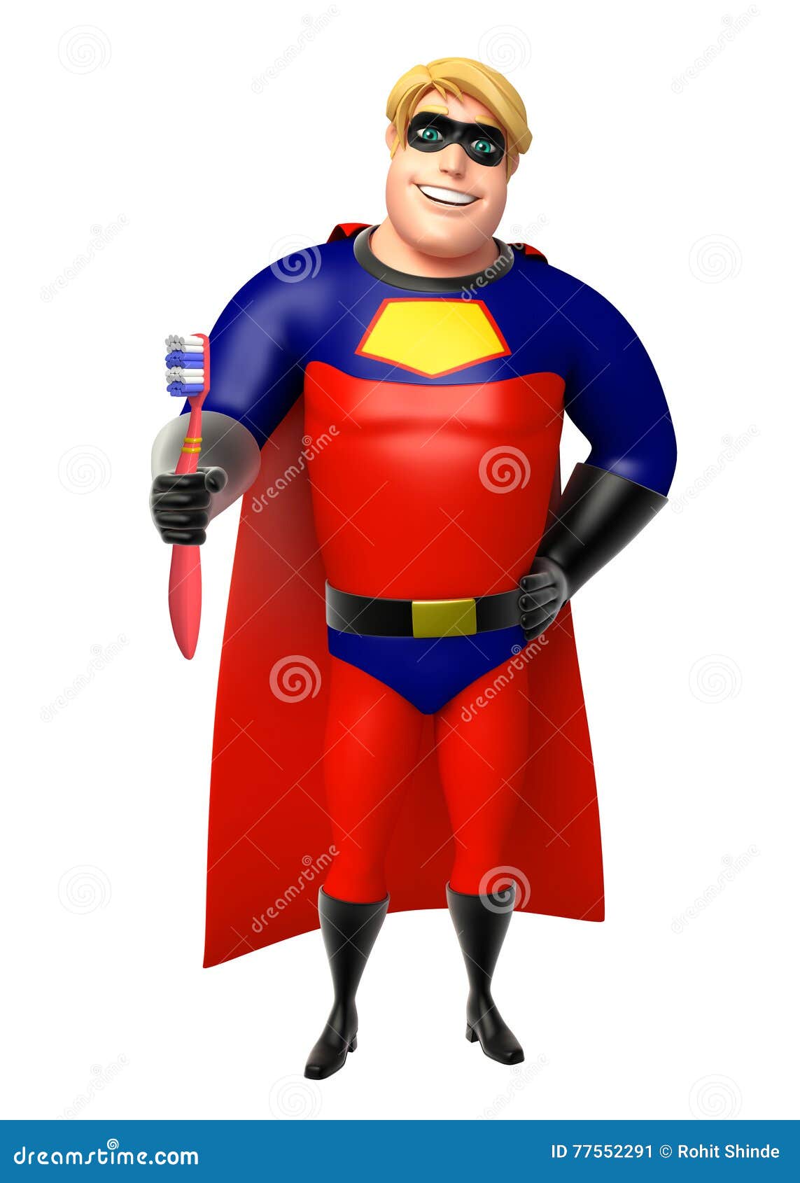 Superhero with Tooth brush stock illustration. Illustration of fighter ...