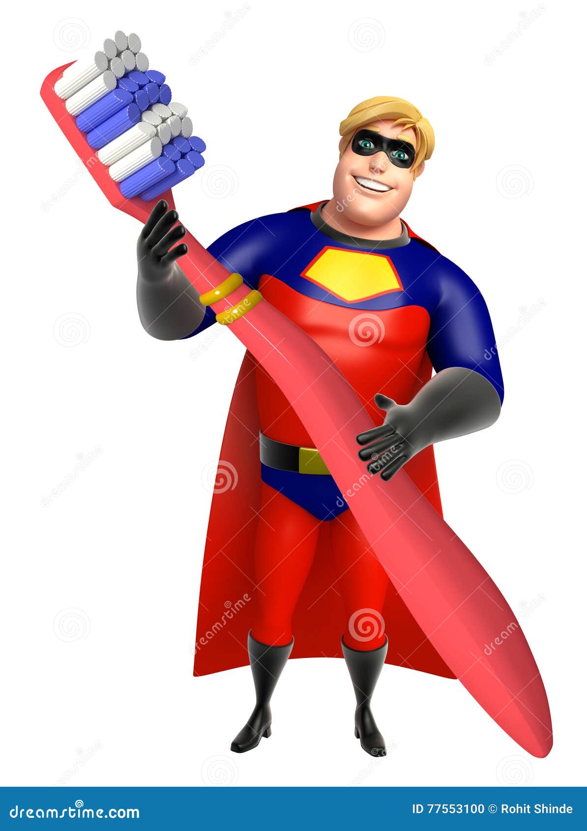 Superhero With Tooth Brush Stock Illustration | CartoonDealer.com #77553100