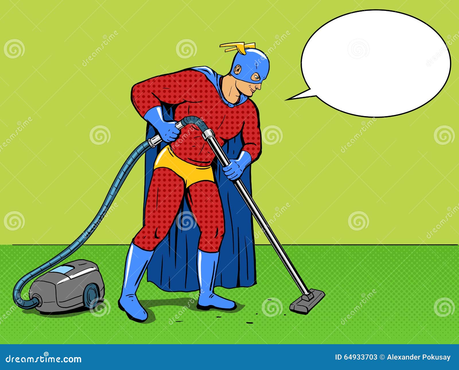 Superhero with Vacuum Cleaner Pop Art Vector Stock Vector ...