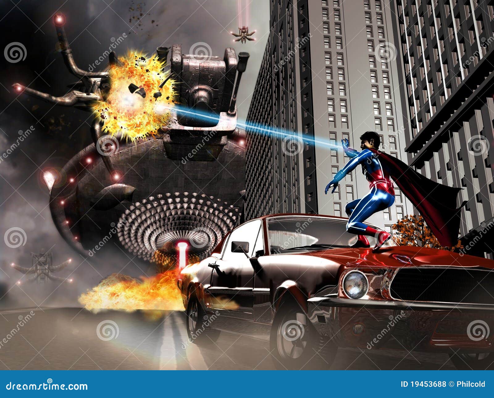 Superhero Boy Of Imagine City Stand On Box Cartoon Vector ...