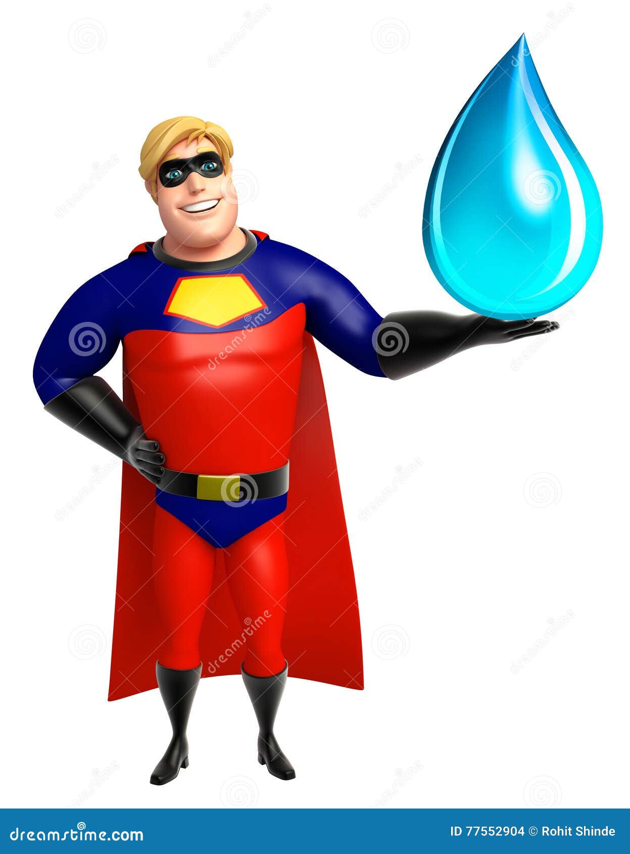 Superhero with Water drop stock illustration. Illustration of fighter ...