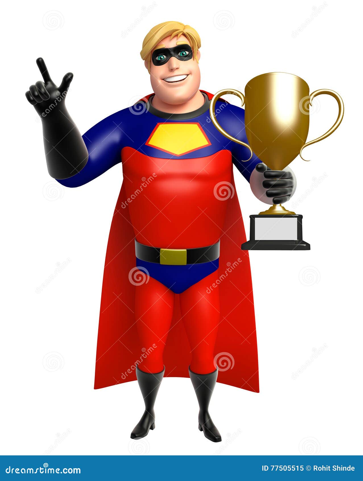 Superhero with Winning cup stock illustration. Illustration of crime ...