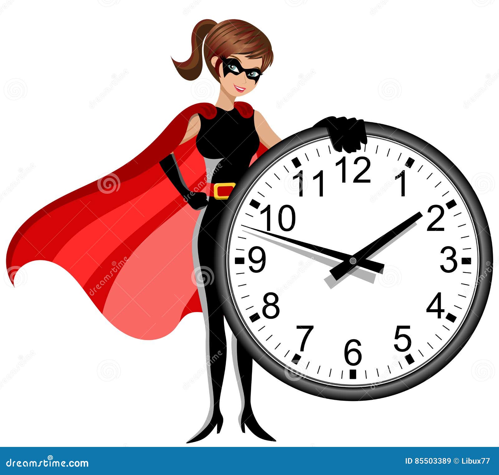 Superhero Woman Controlling Time Concept Isolated Stock Vector ...
