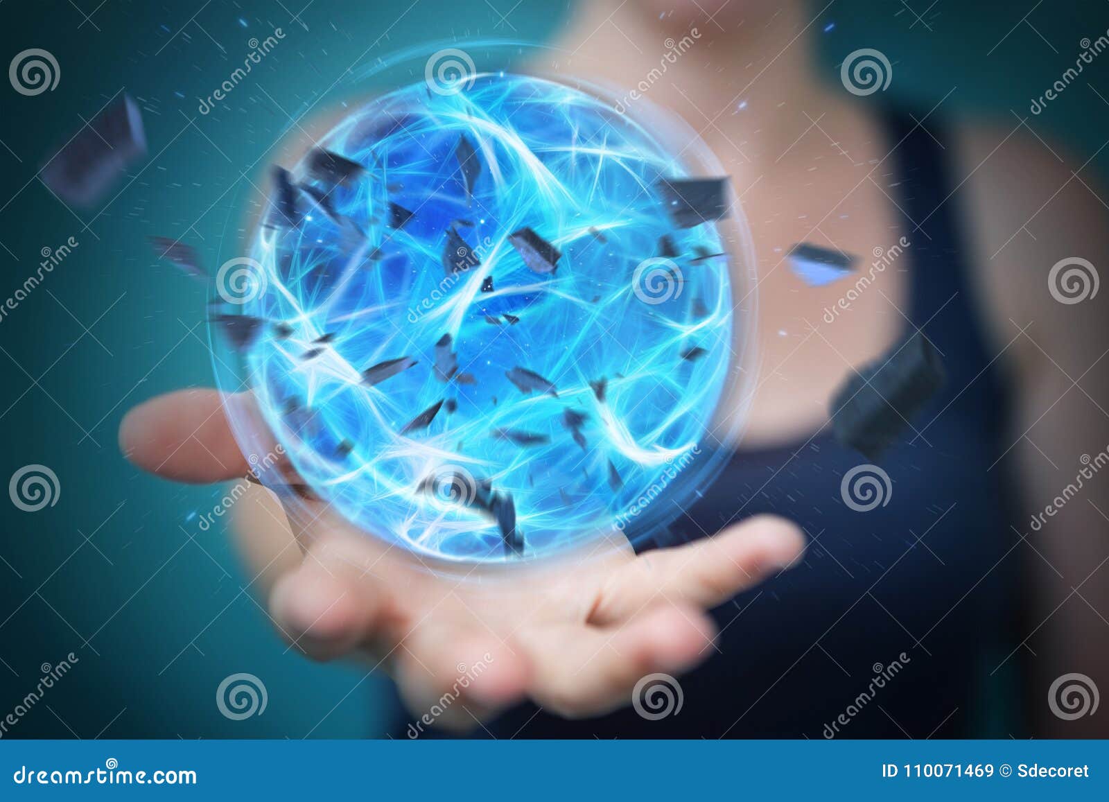 Superhero Woman Creating A Power Ball With Her Hand 3D Rendering ...