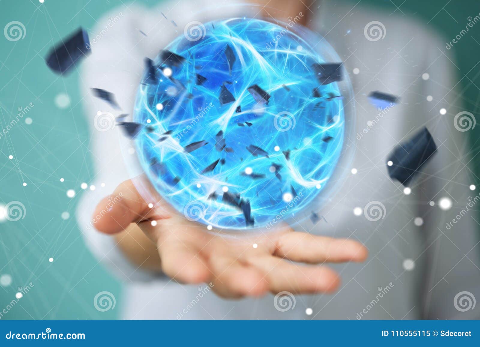 Superhero Woman Creating a Power Ball with Her Hand 3D Rendering Stock ...