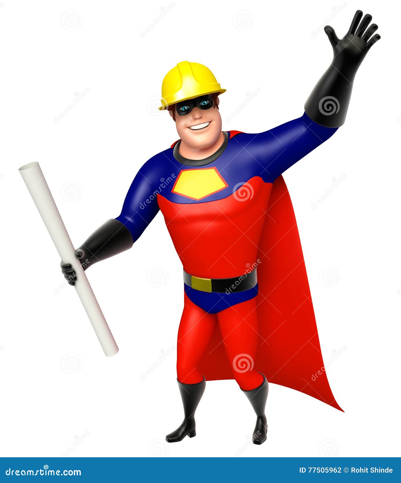 Superhero with Worker hat stock illustration. Illustration of science ...