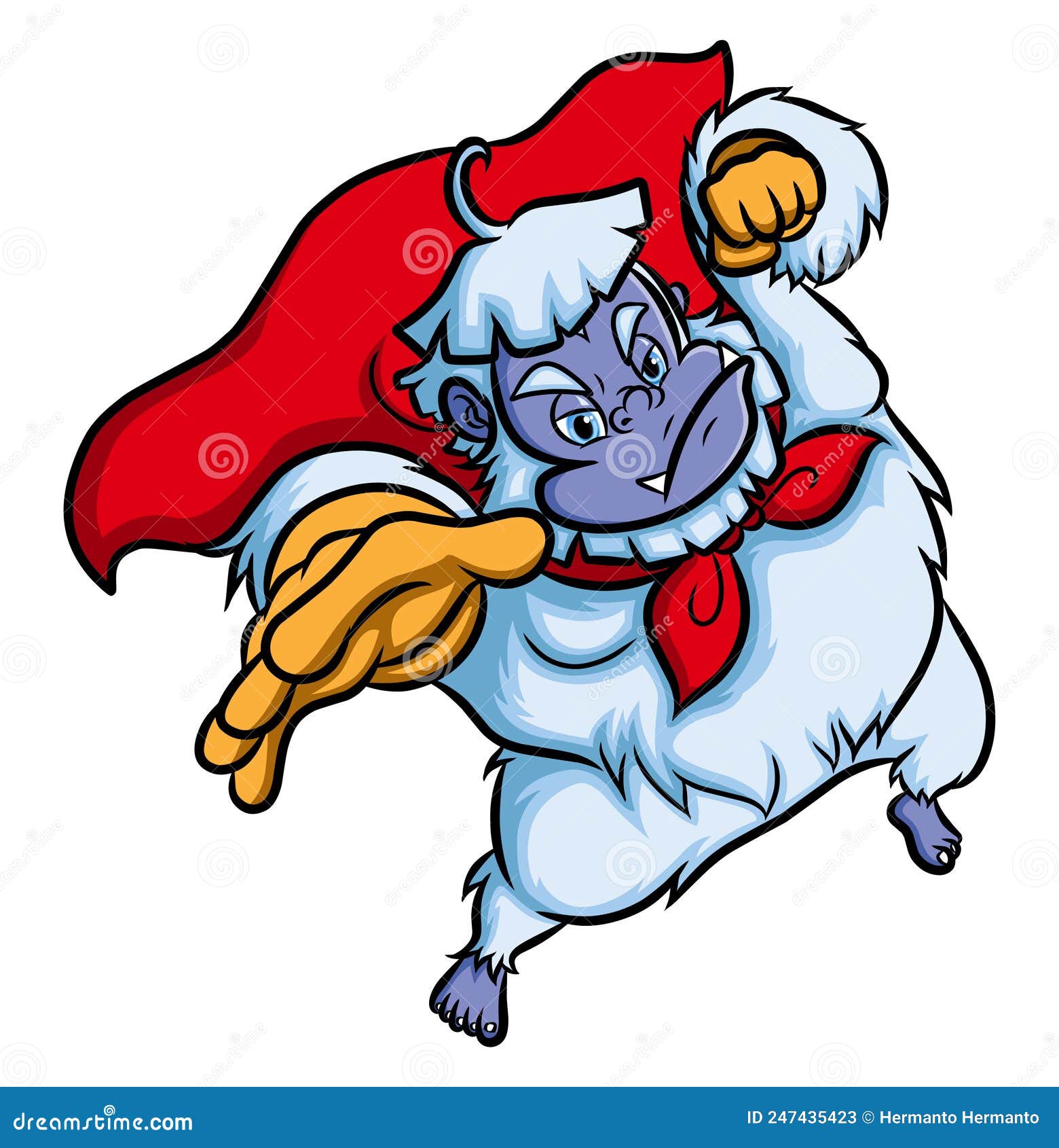 The Superhero Yeti is Going To Punch Stock Vector - Illustration of ...