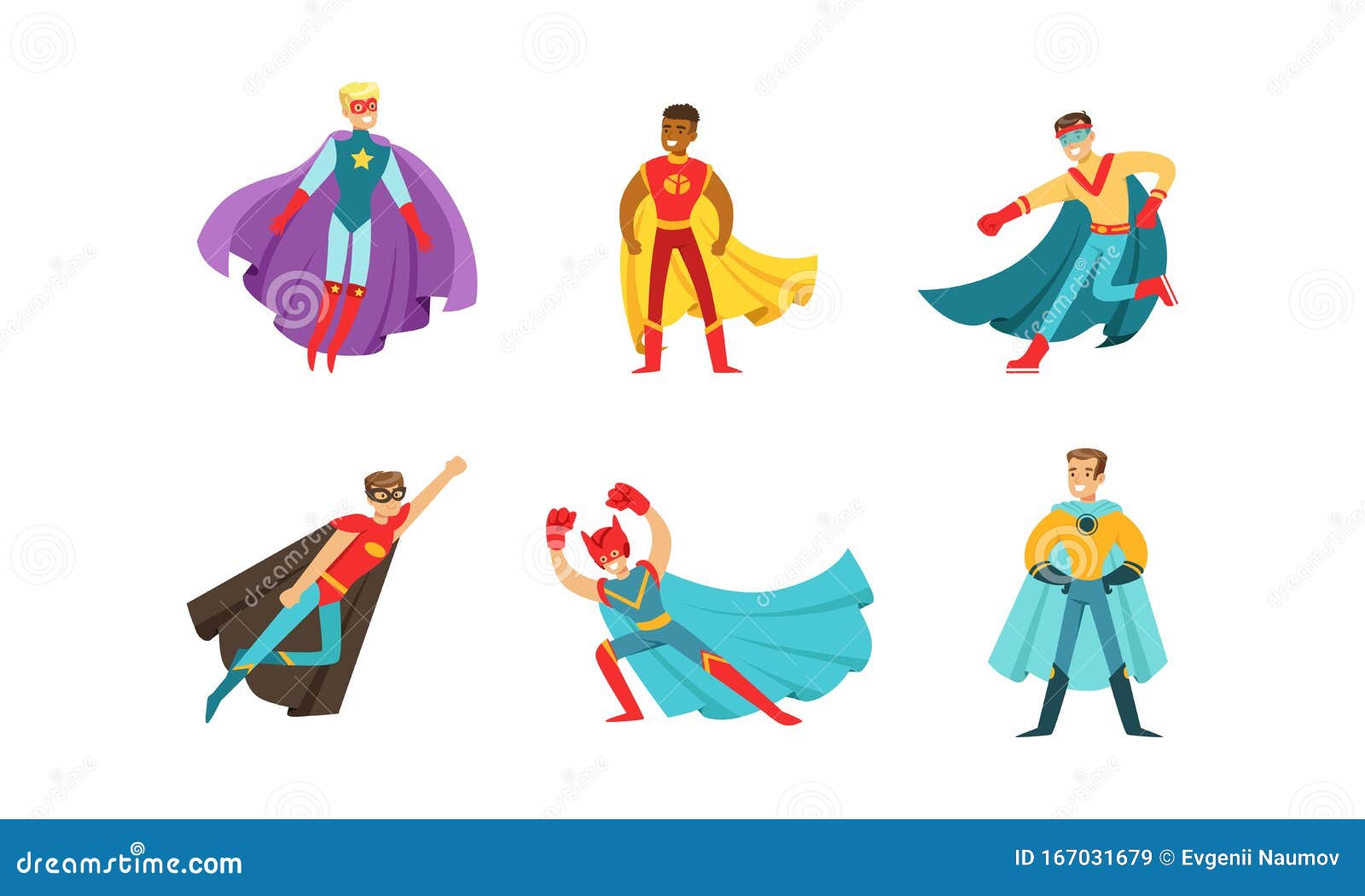 Superheroes Characters In Different Poses Vector Set | CartoonDealer ...