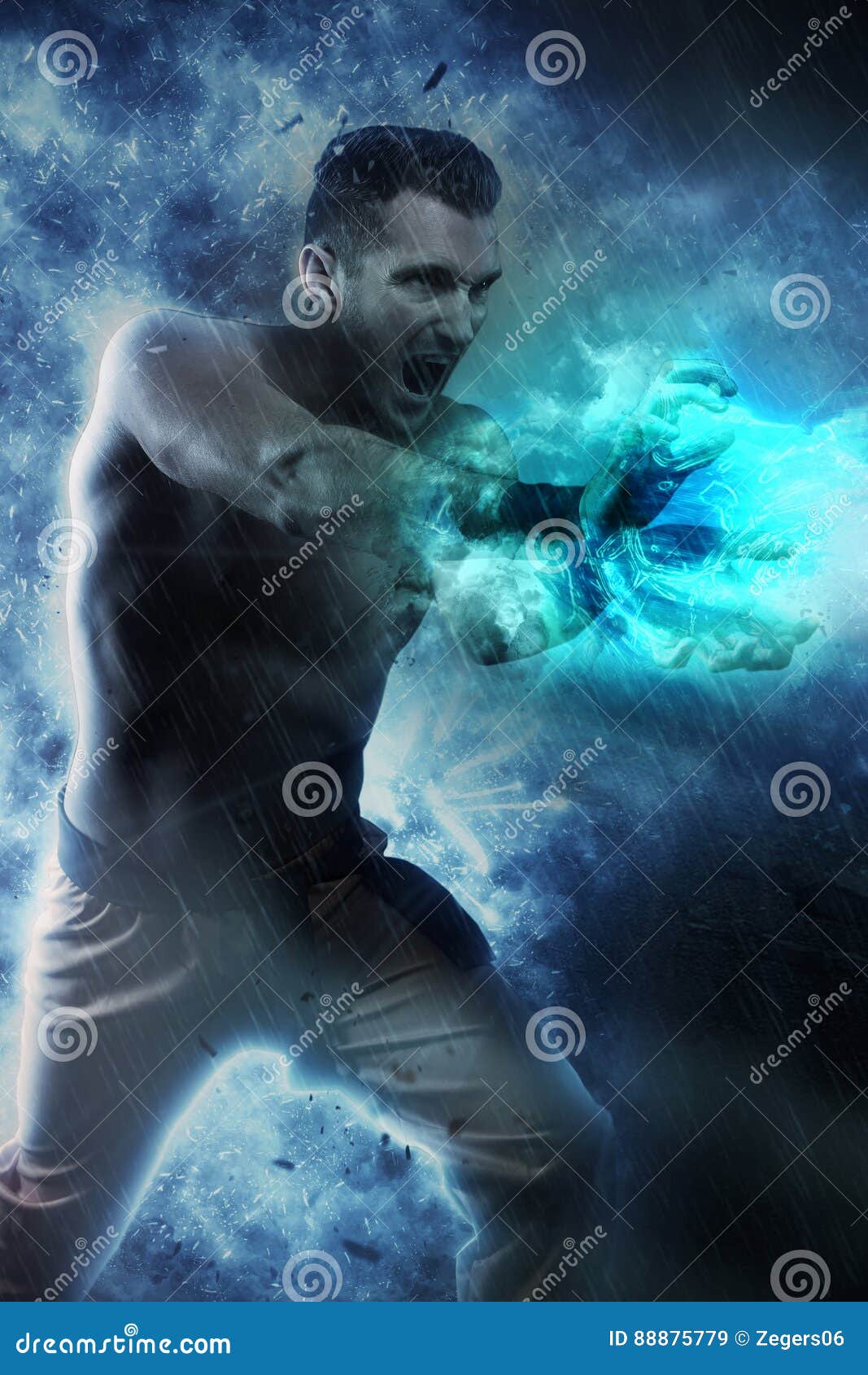 Superhuman Making an Energy Blast Stock Image - Image of powerful ...