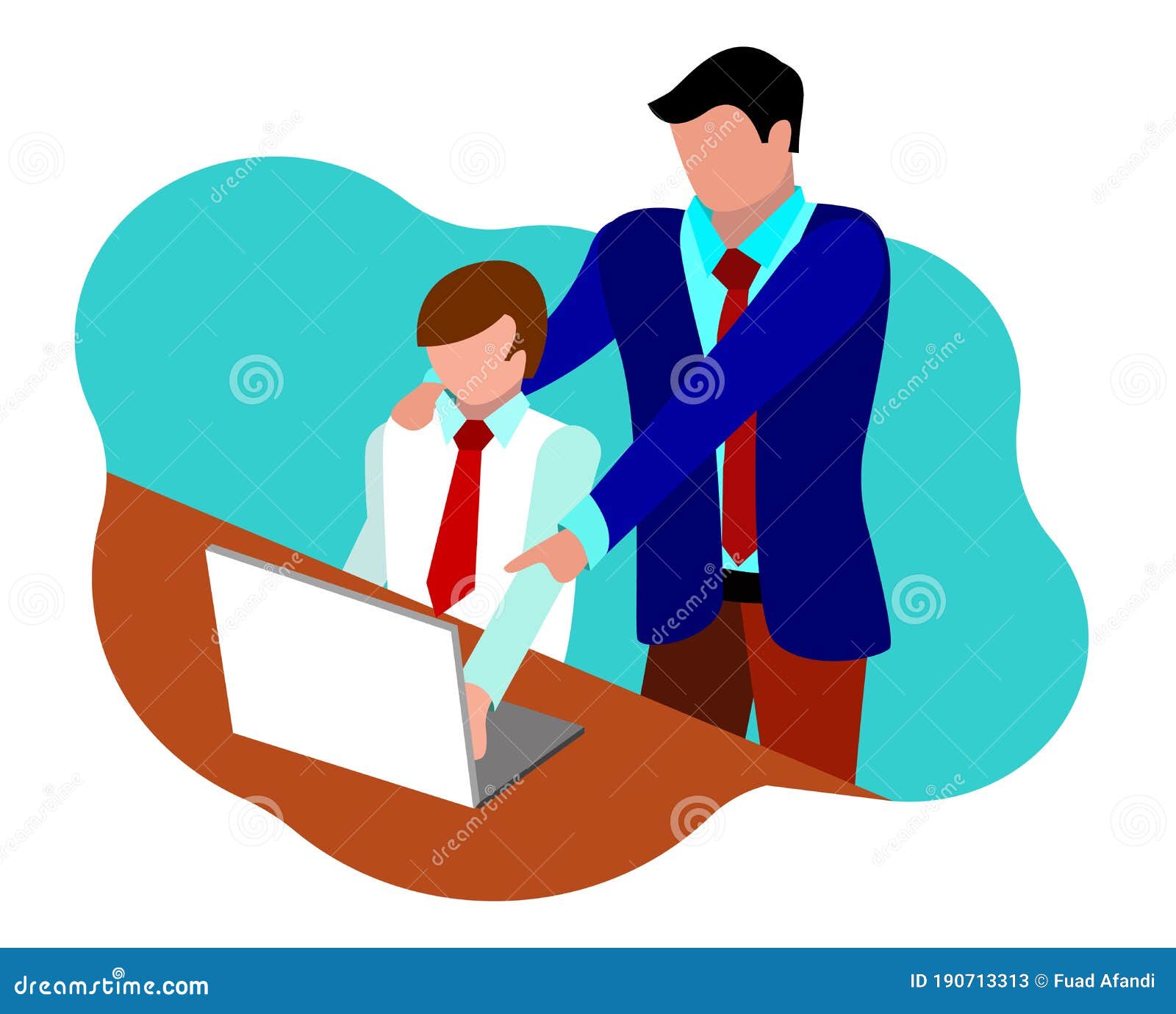 Superiors Guide Subordinates Flat Vector Stock Vector - Illustration of ...