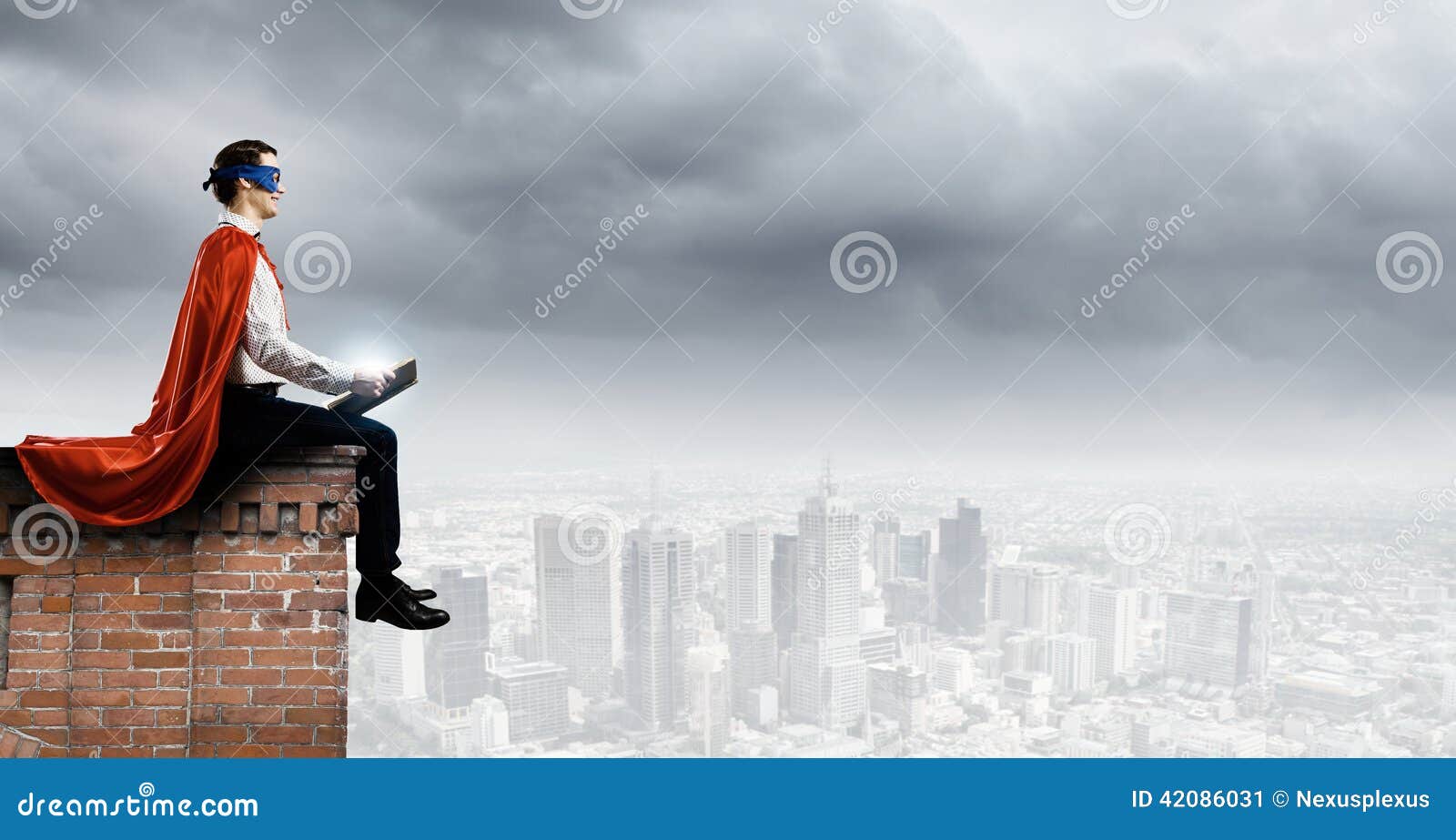 Superman with book stock illustration. Illustration of cape - 42086031