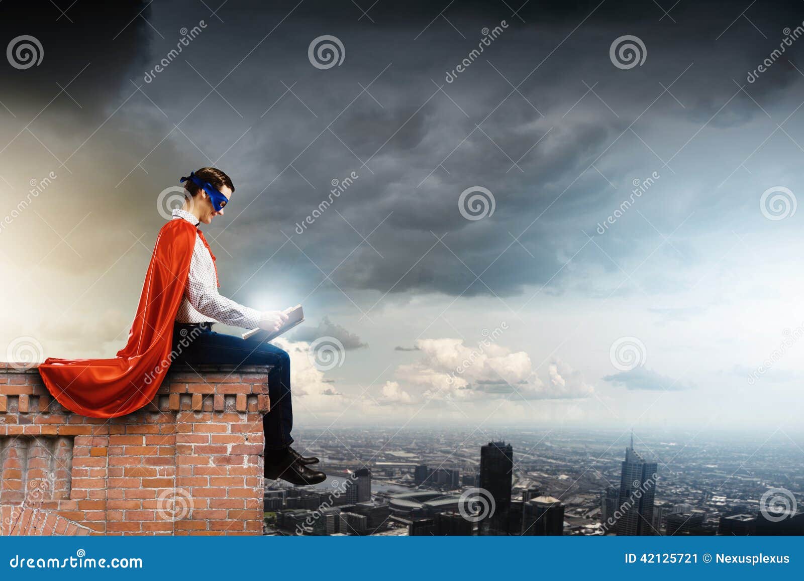 Superman with book stock image. Image of educational - 42125721