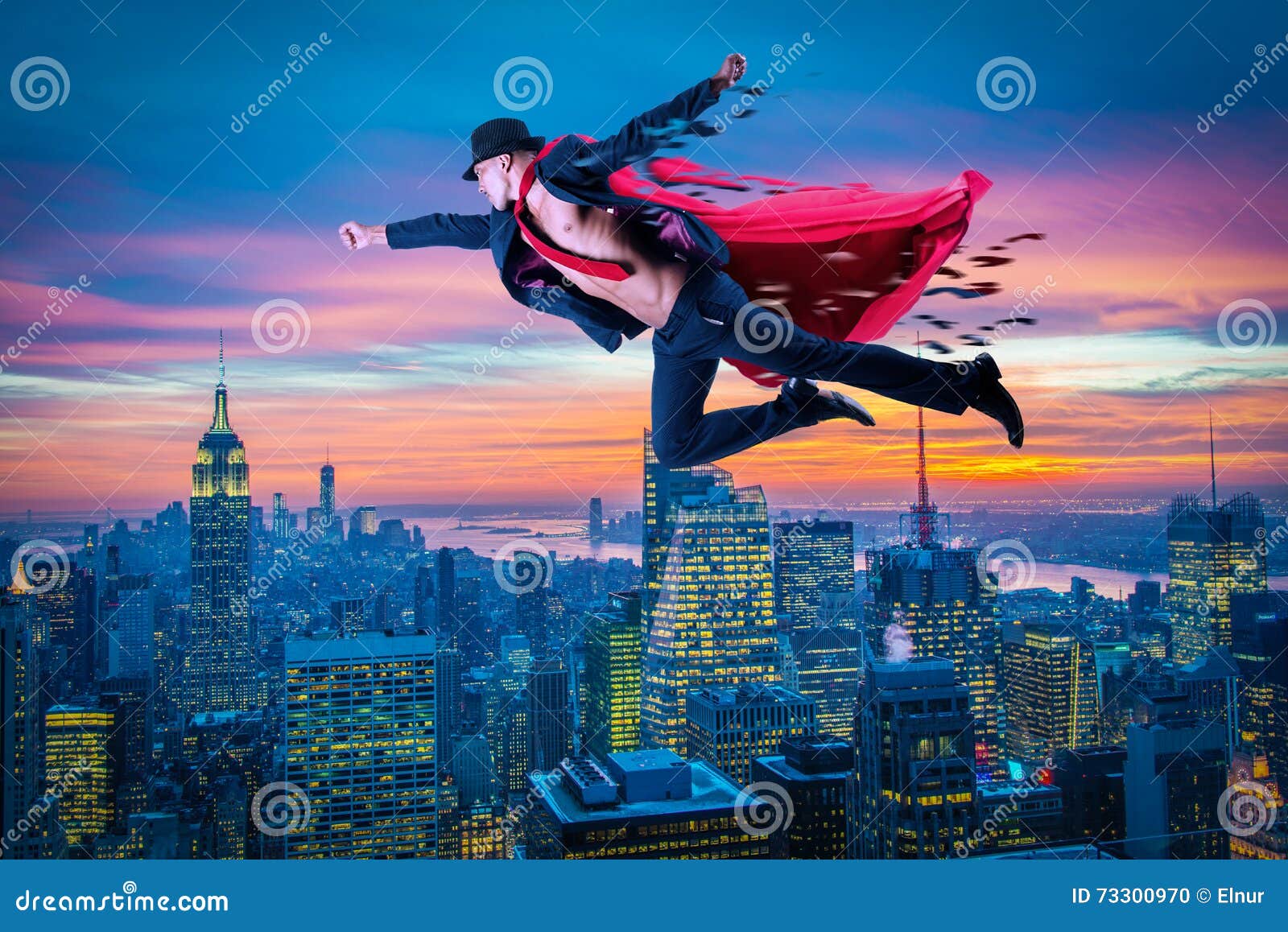 The Superman and the City in Concept Stock Photo - Image of active ...