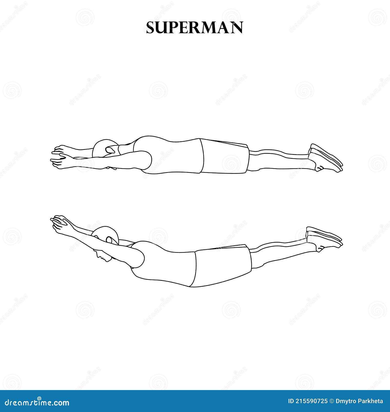 Superman Exercise Strength Workout Vector Illustration Outline Stock ...