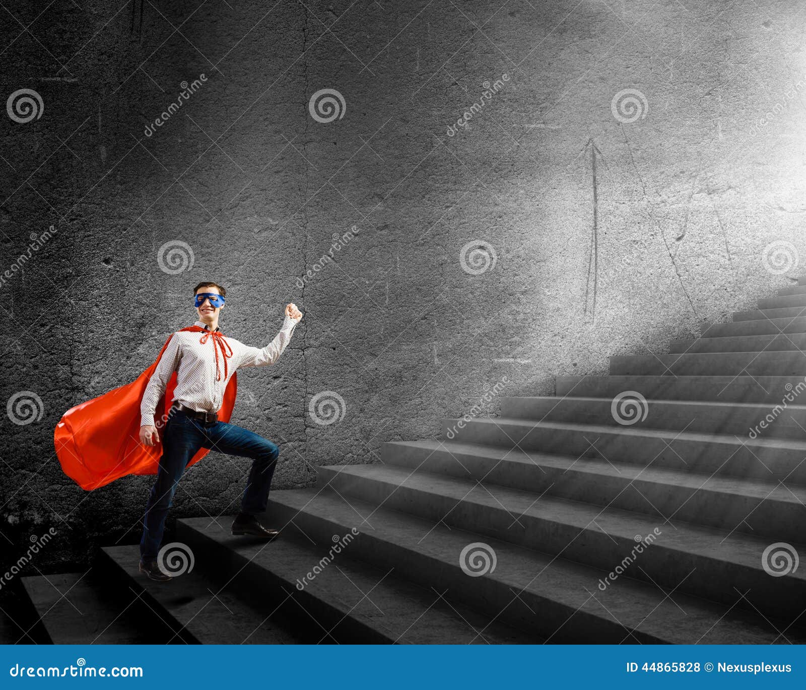 Superman on ladder stock photo. Image of male, caucasian - 44865828
