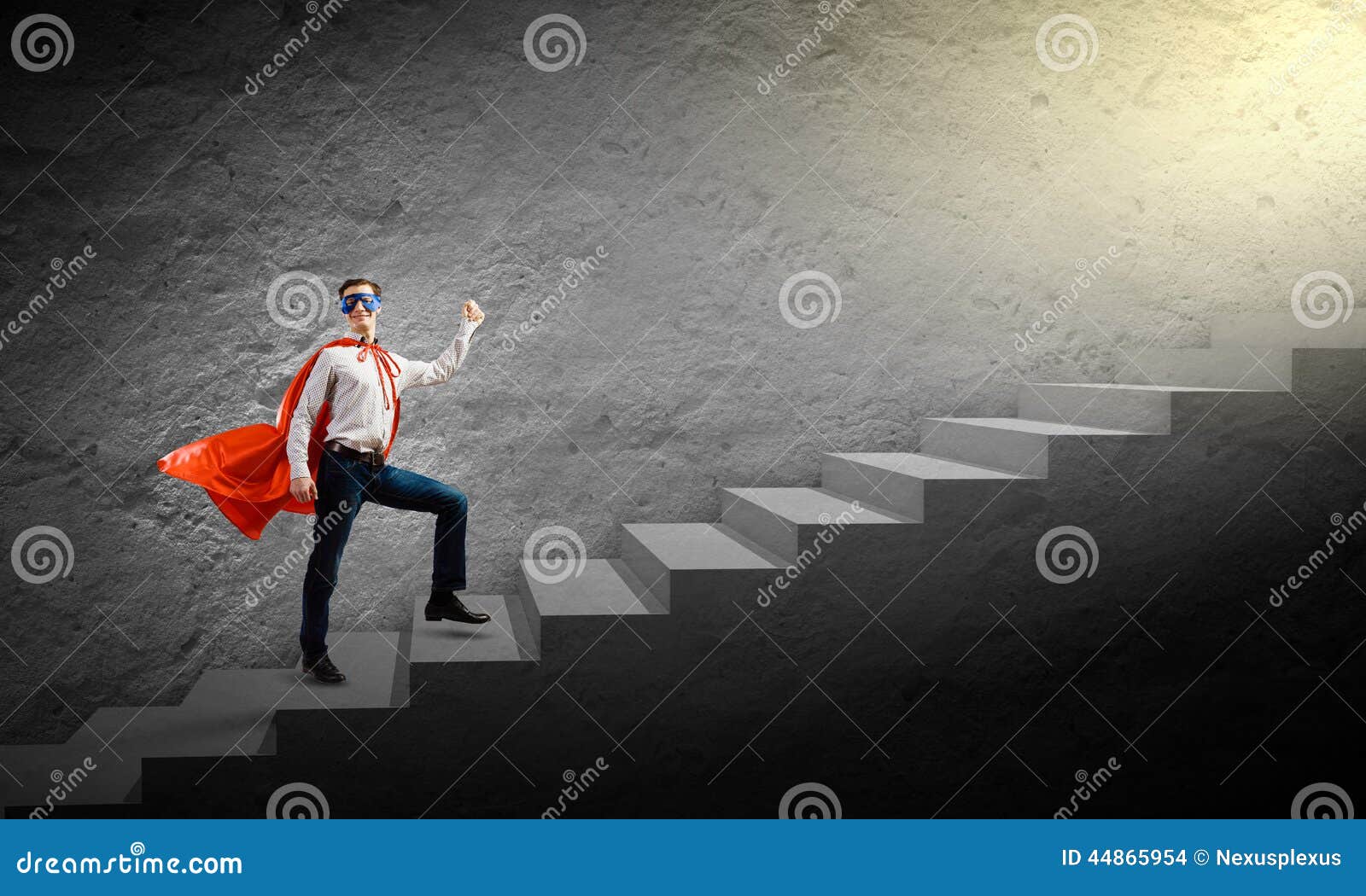 Superman op ladder stock foto. Image of ladder, collectief - 44865954