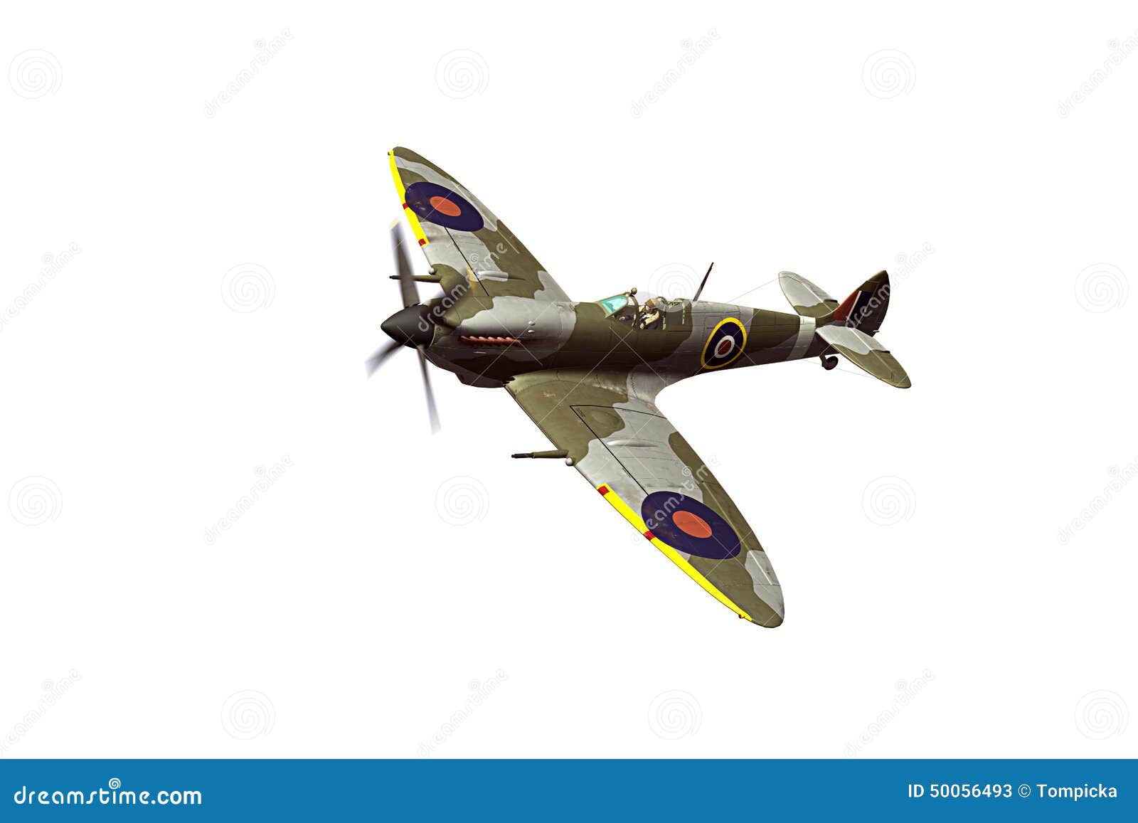 Supermarine Spitfire Isolated on White Background Stock Illustration ...