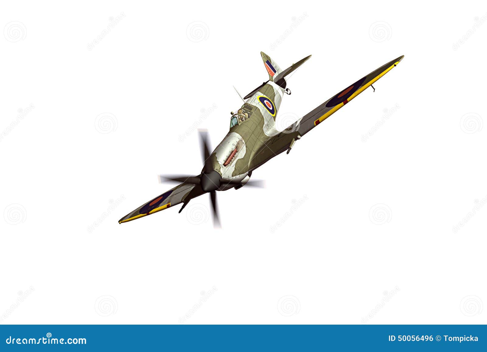 Supermarine Spitfire Isolated on White Background Stock Illustration ...