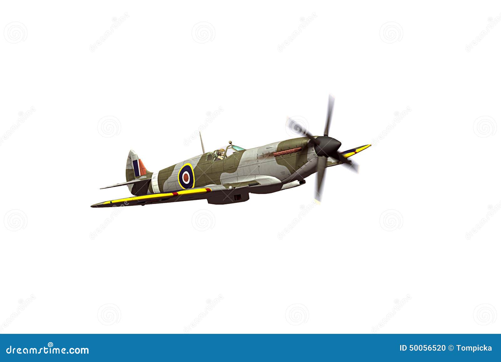 Supermarine Spitfire Isolated On White Background Stock Illustration ...