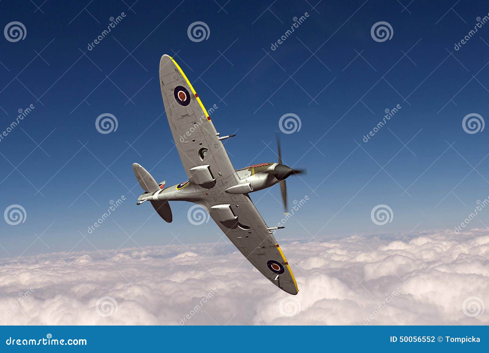 Supermarine Spitfire stock photo. Image of black, clouds - 50056552