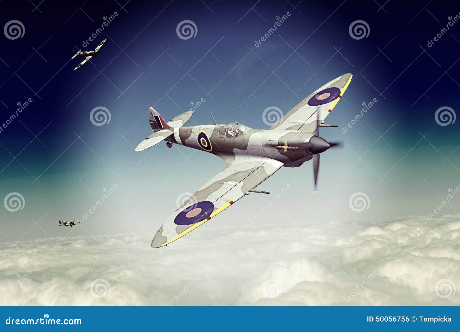 Supermarine Spitfire stock illustration. Illustration of camouflage ...