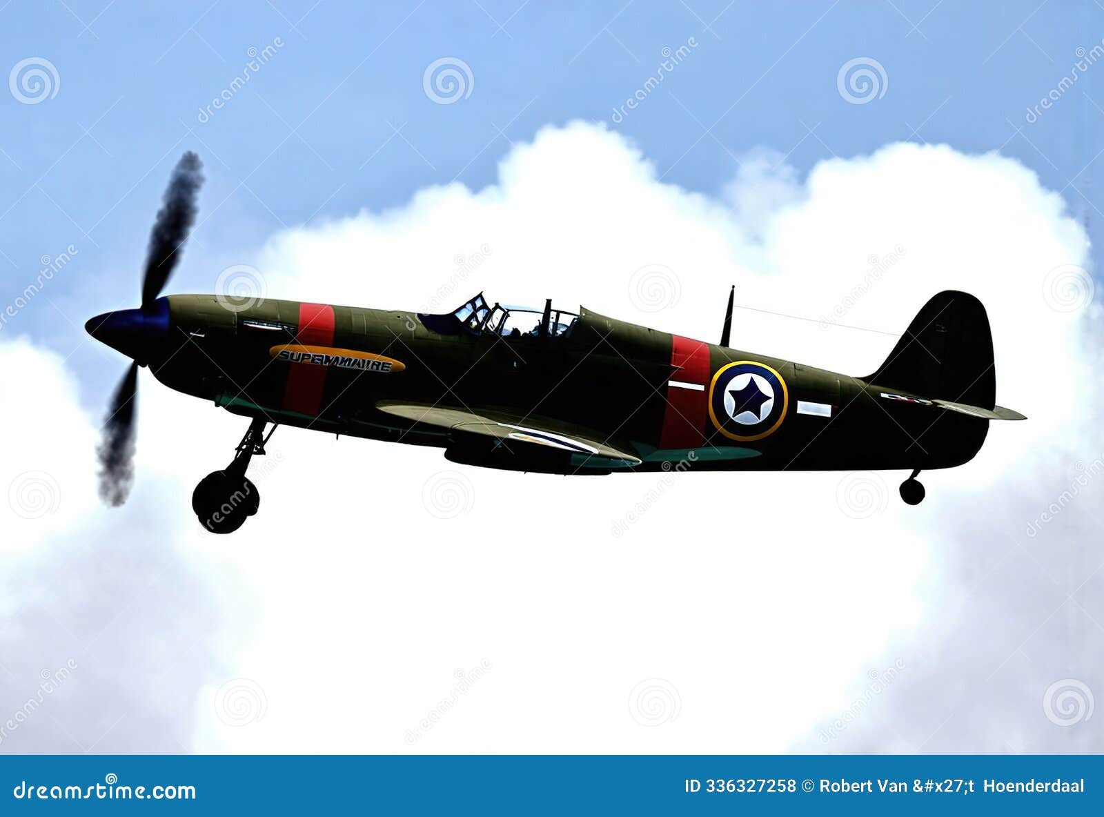A Supermarine Spitfire in the Sky at 17-9-2024 Stock Illustration ...