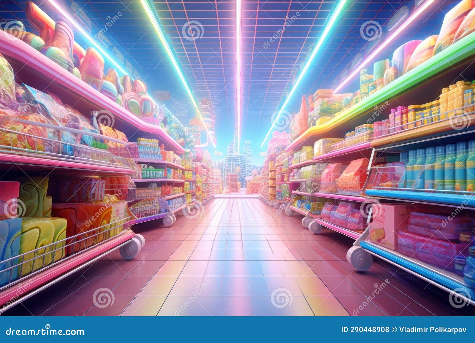 Supermarket Aisle Filled with Various Goods Stock Photo - Image of ...