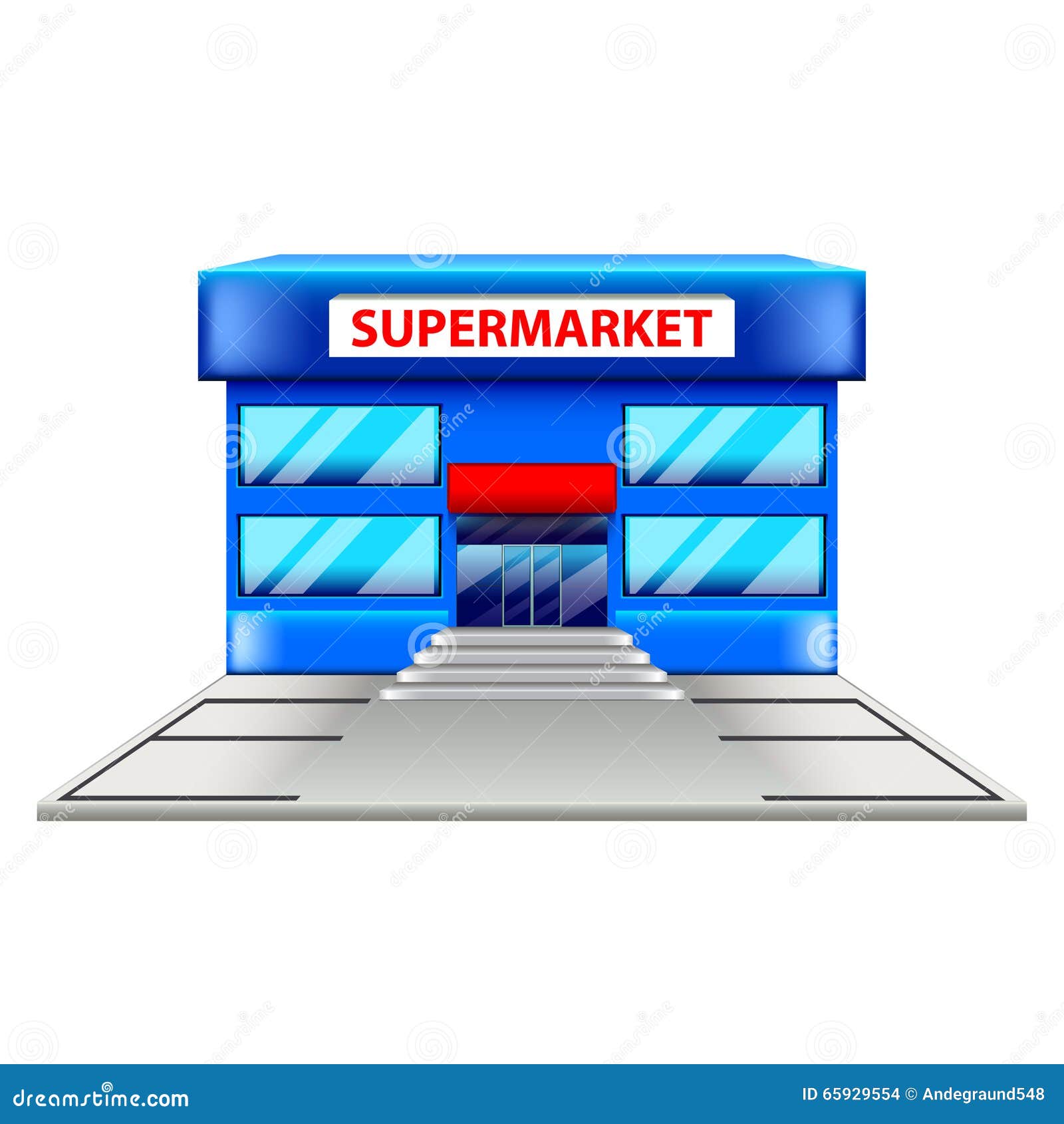 Supermarket Building on White Vector Stock Vector - Illustration of ...