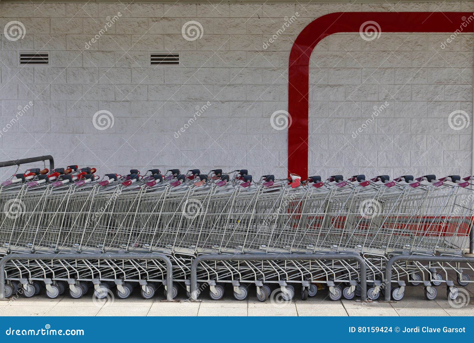 Supermarket Carts in a Shopping Mall Stock Photo - Image of store ...