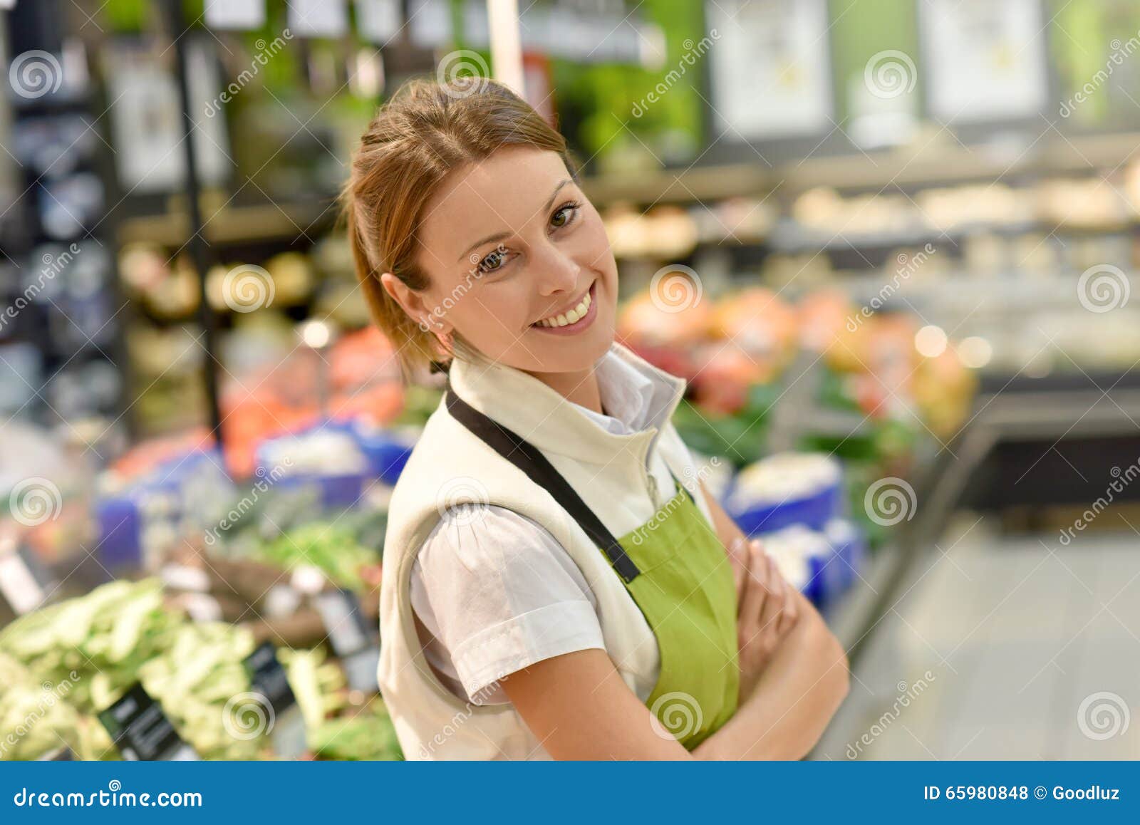 Supermarket Employee at Work Stock Photo - Image of cheerful, drink ...