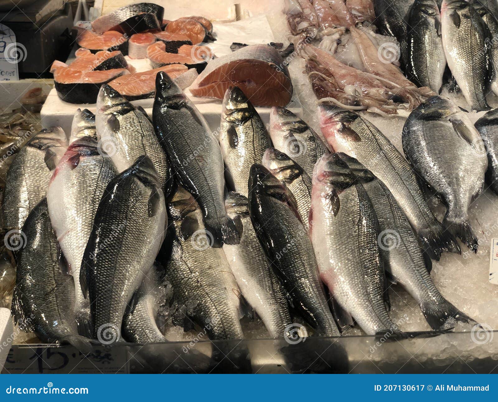 Supermarket Fish Section Fish on Display Stock Image - Image of cold ...
