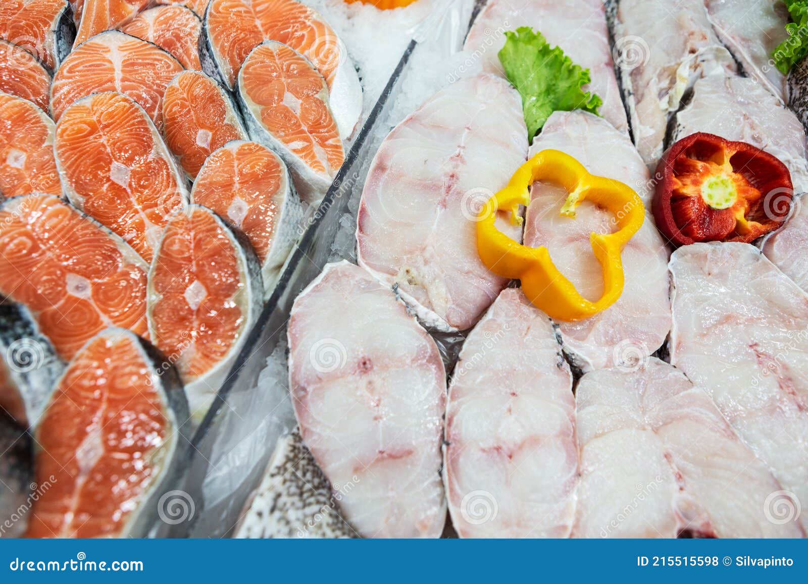 Supermarket Fishmonger with Fresh Fish Stock Photo - Image of store ...
