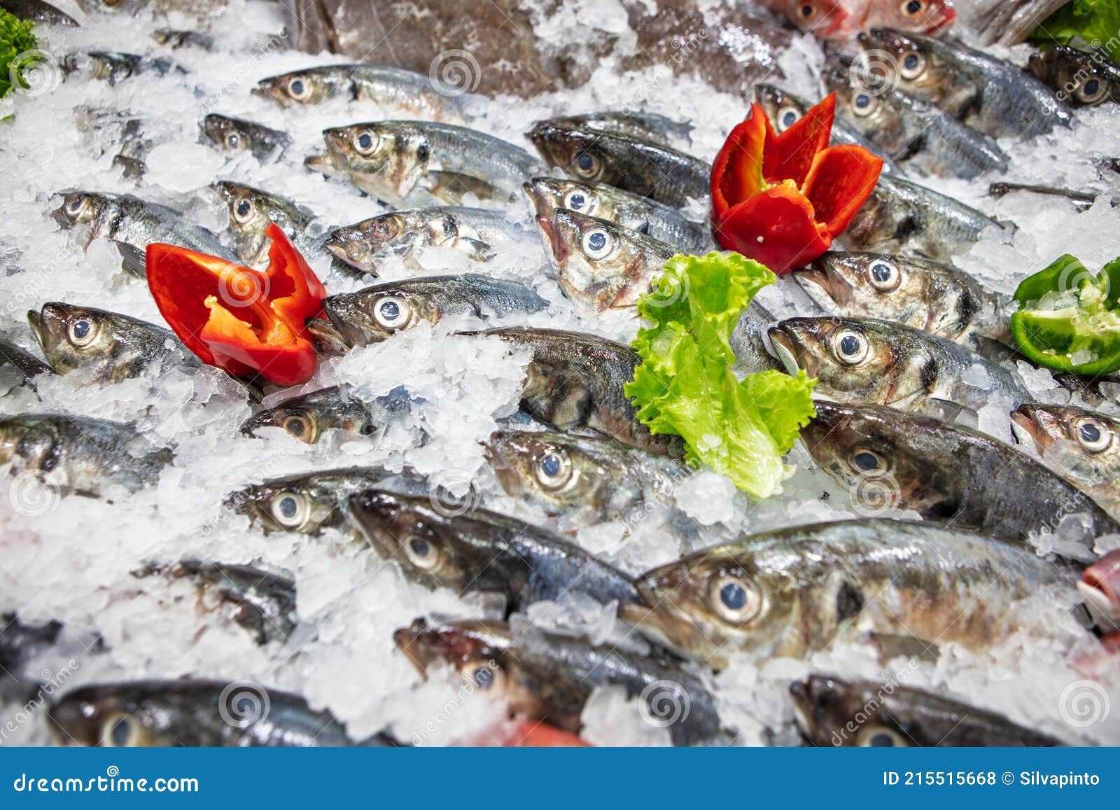 Supermarket Fishmonger with Fresh Fish Stock Photo - Image of retail ...