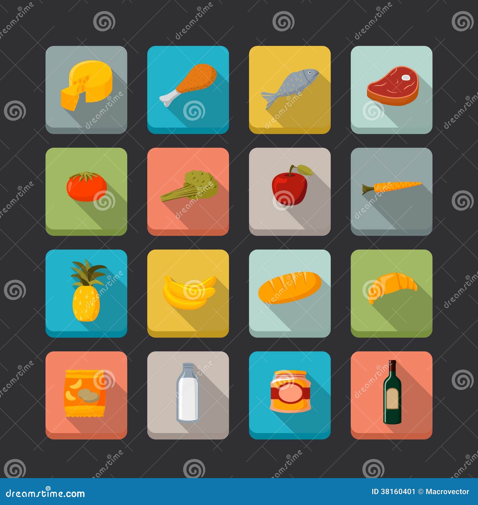 Supermarket Foods Pictograms Vector Illustration | CartoonDealer.com ...