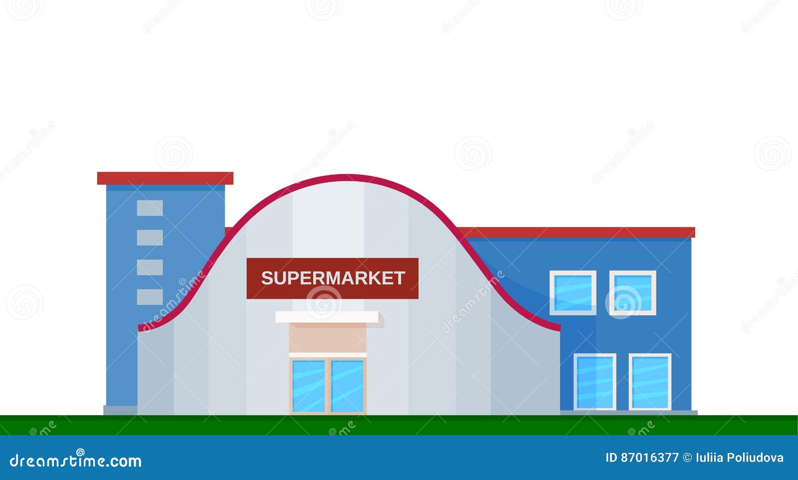 Supermarket Front View on Nature Background, Illustration Stock ...