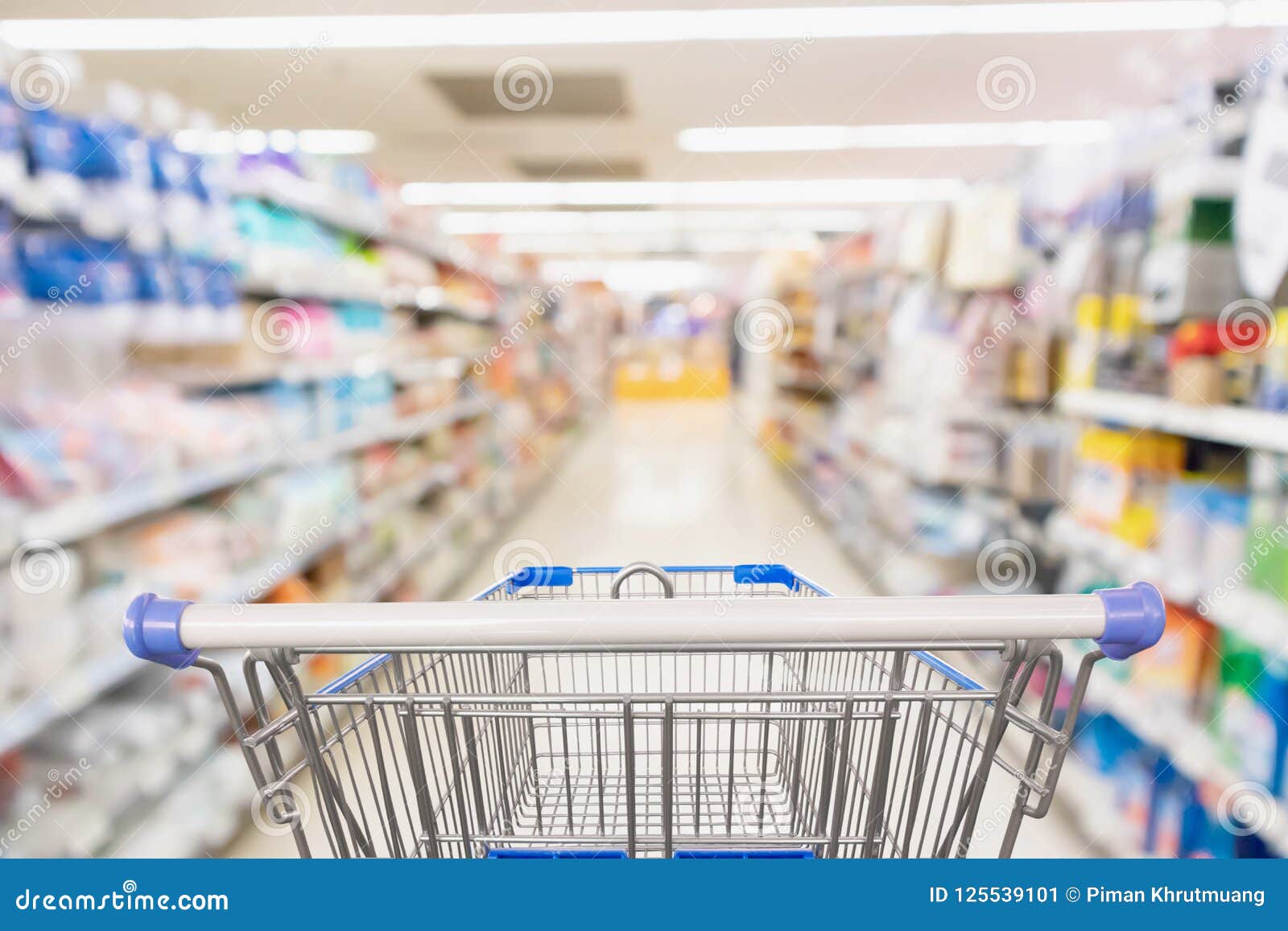 Supermarket Grocery Store Aisle with Empty Cart Stock Image - Image of ... Supermarket Grocery Store Aisle with Empty Cart Stock Image - Image of ...