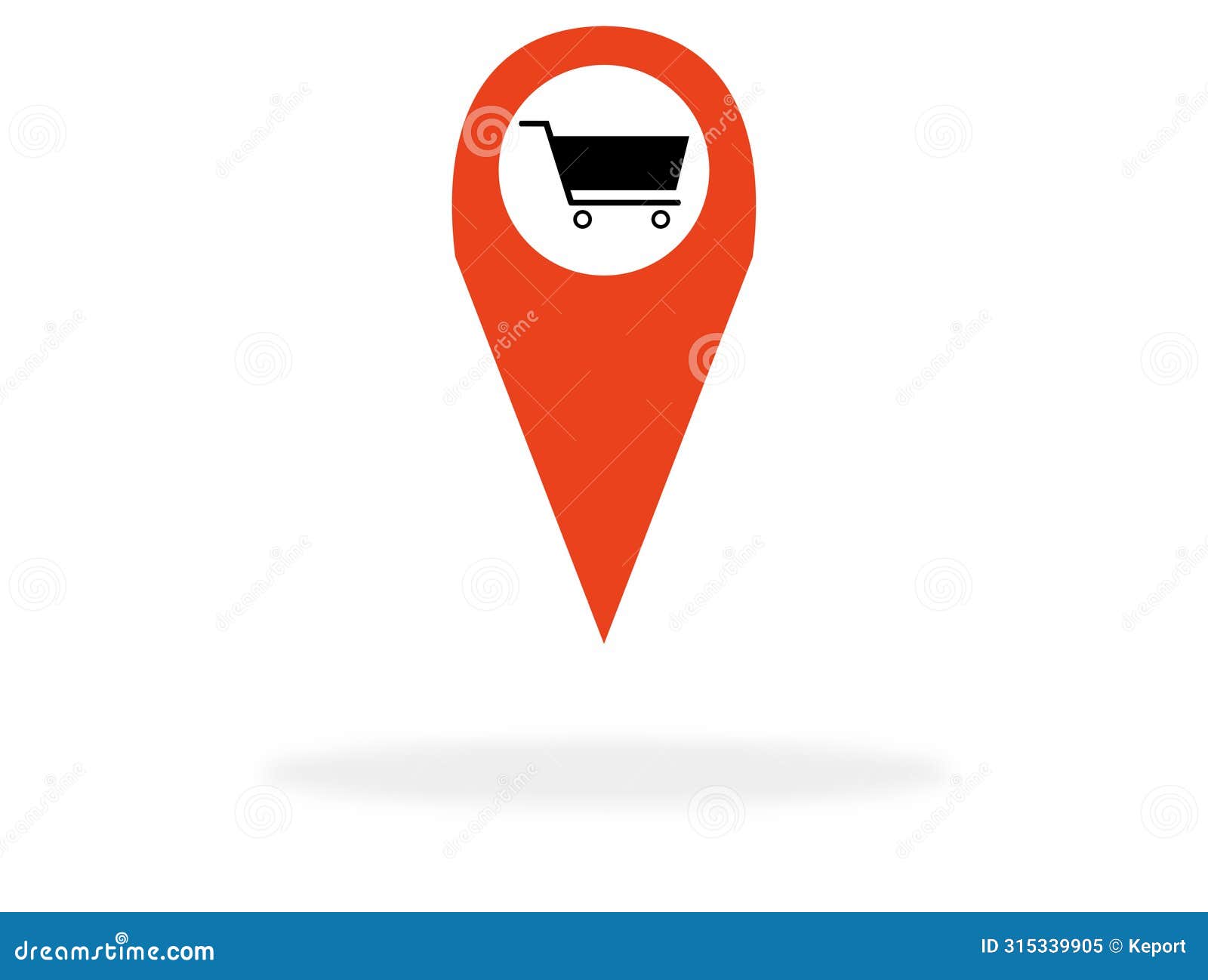 Supermarket Icon on Red Marker Symbol with Shadow Stock Illustration ...