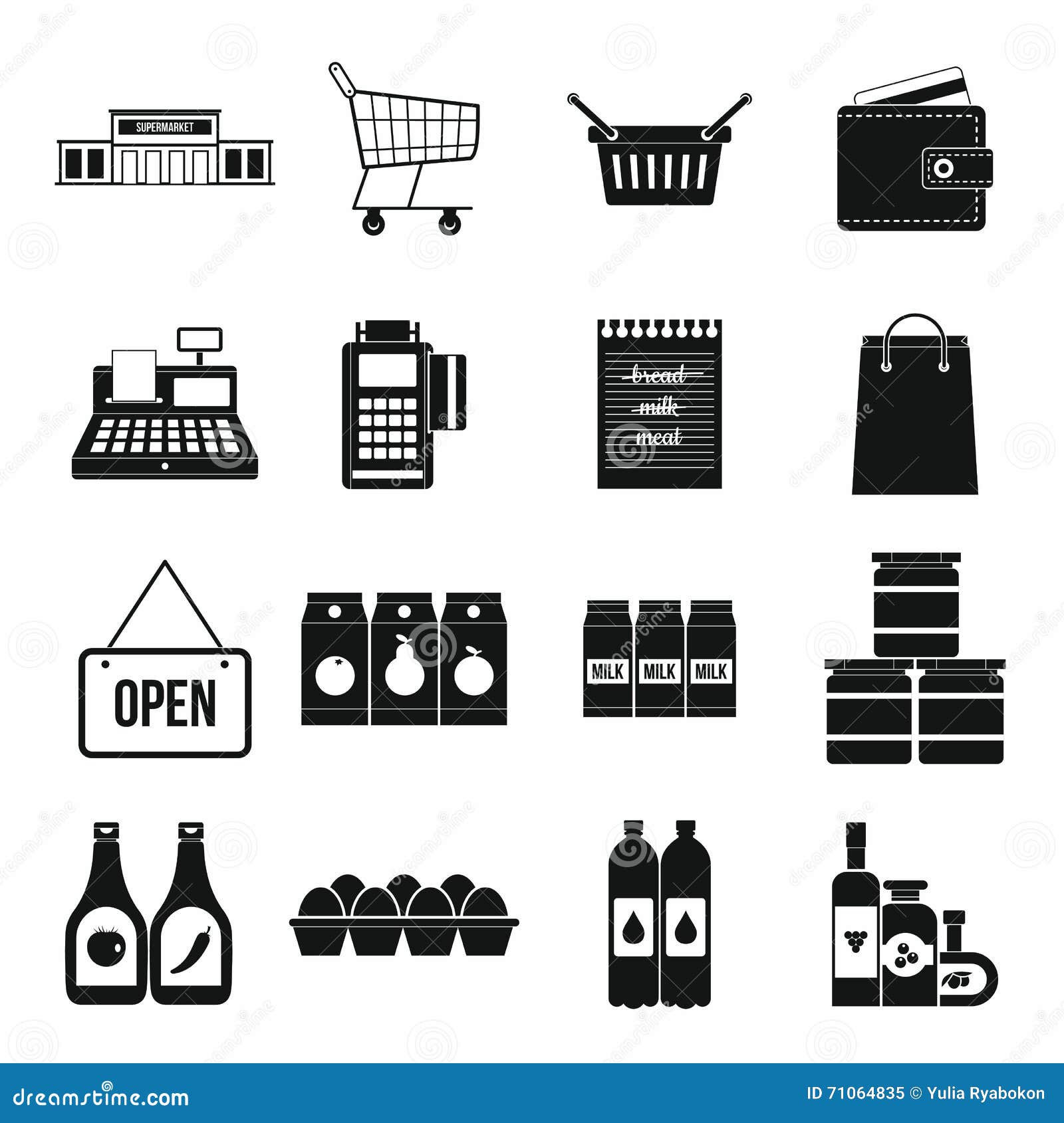 Supermarket Icons Set, Simple Style Stock Vector - Illustration of icon ...