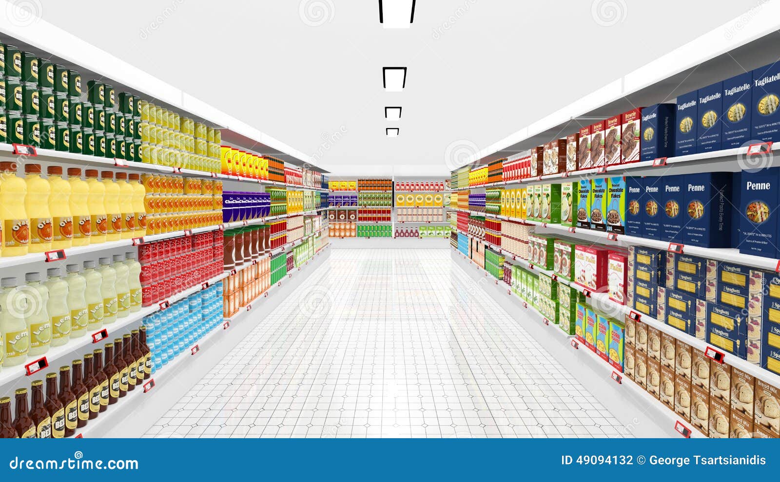 Supermarket Interior with Shelves Stock Illustration - Illustration of ...